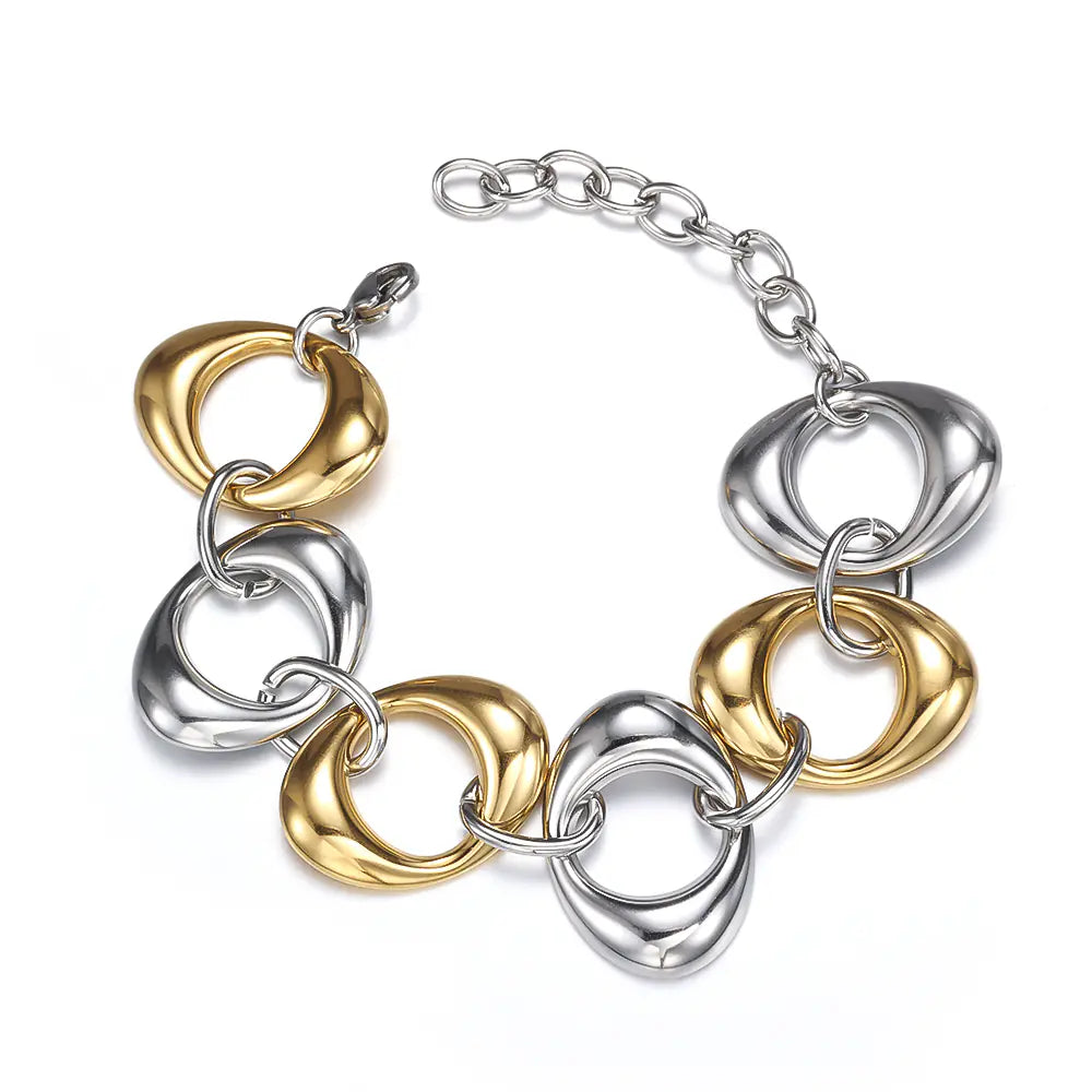 2 Tone Multi Twisted Wire Link Stainless Steel Bracelet | Dovejews